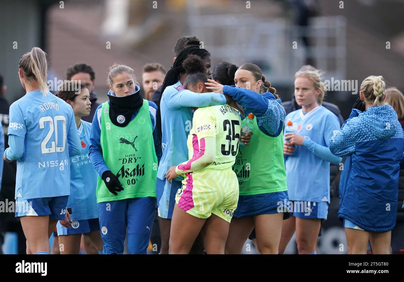 Manchester City Goalkeeper Khiara Keating Is Consoled By Team Mates