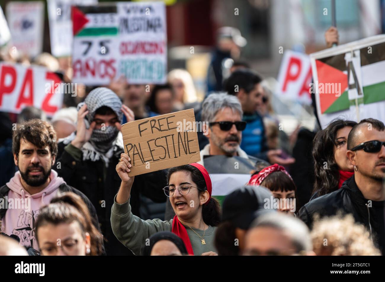 Madrid, Spain. 05th Nov, 2023. People protesting during a demonstration ...