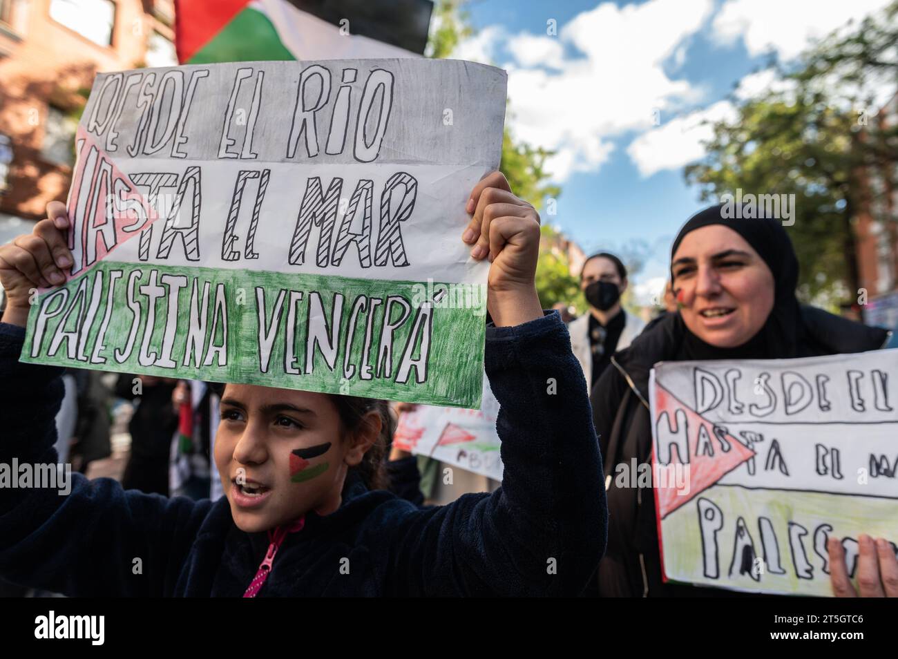 Madrid, Spain. 05th Nov, 2023. People protesting during a demonstration ...