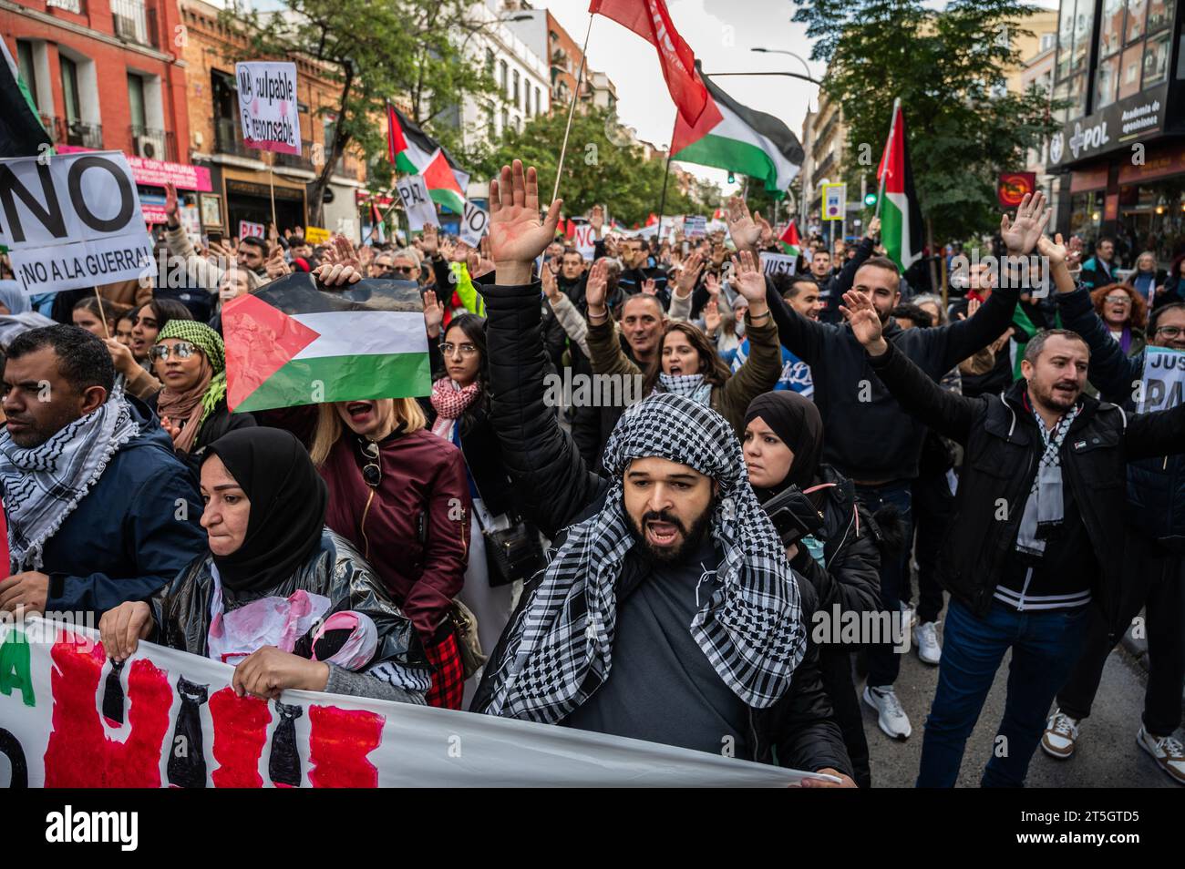 Madrid, Spain. 05th Nov, 2023. People protesting during a demonstration ...