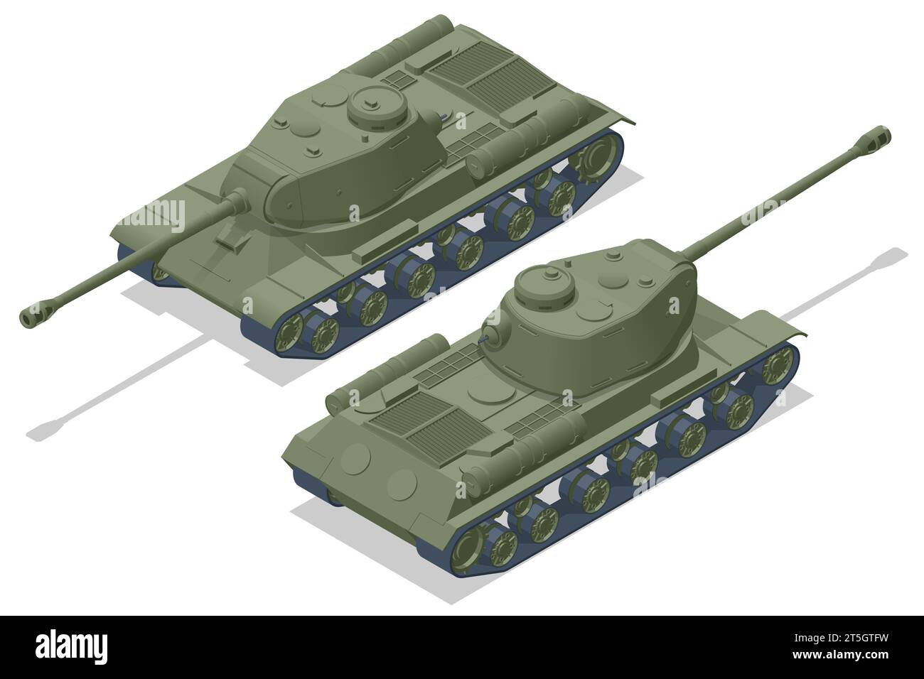 Isometric USSR Tank, Heavy tank IS-2. Armoured fighting vehicle designed for front-line combat ...
