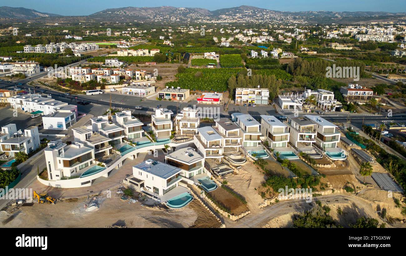 Holiday villas under construction, Kissonegra, Paphos, Cyprus Stock ...