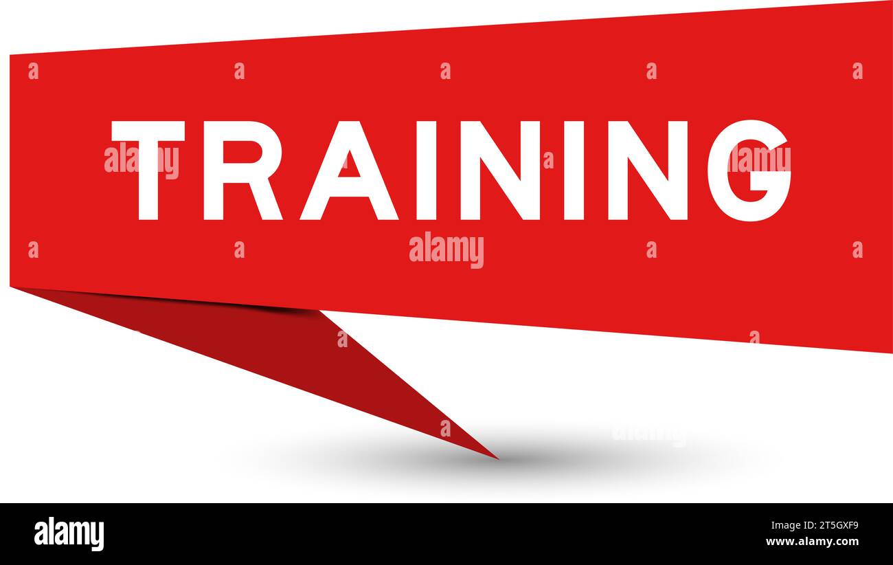 Red color speech banner with word training on white background Stock ...