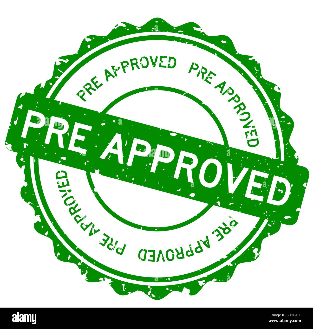 Grunge green pre approved word round rubber seal stamp on white ...
