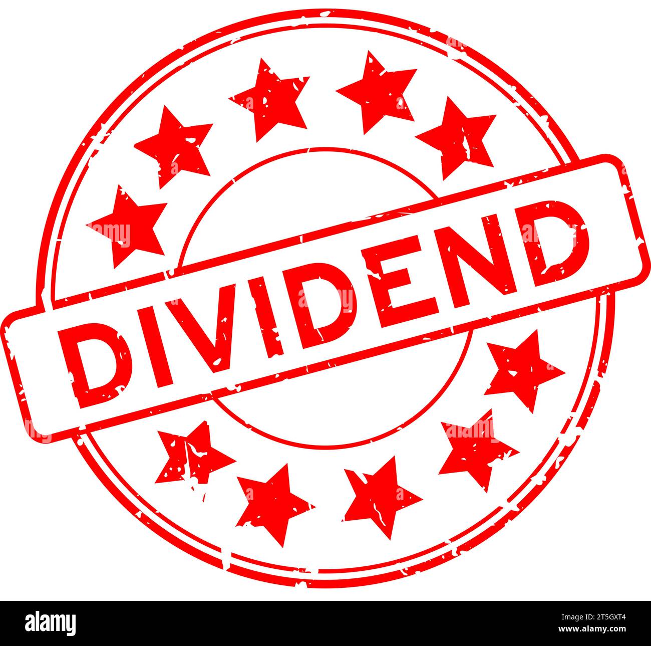 Grunge red dividend word round rubber seal stamp on white background ...