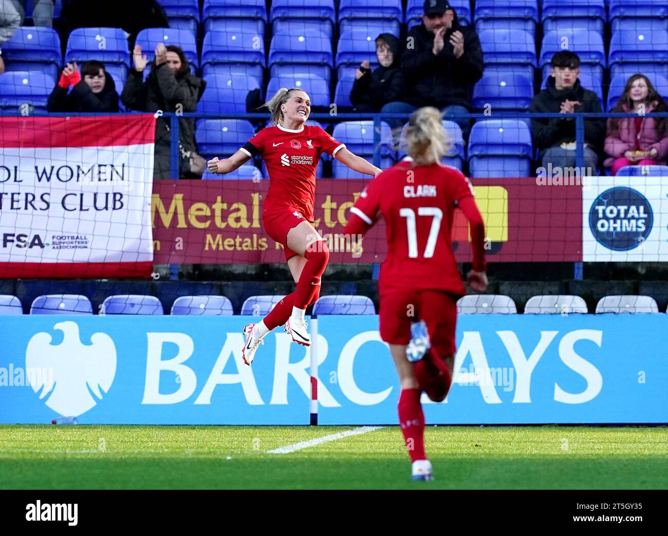 Liverpool's Melissa Lawley celebrates scoring their side's first goal ...