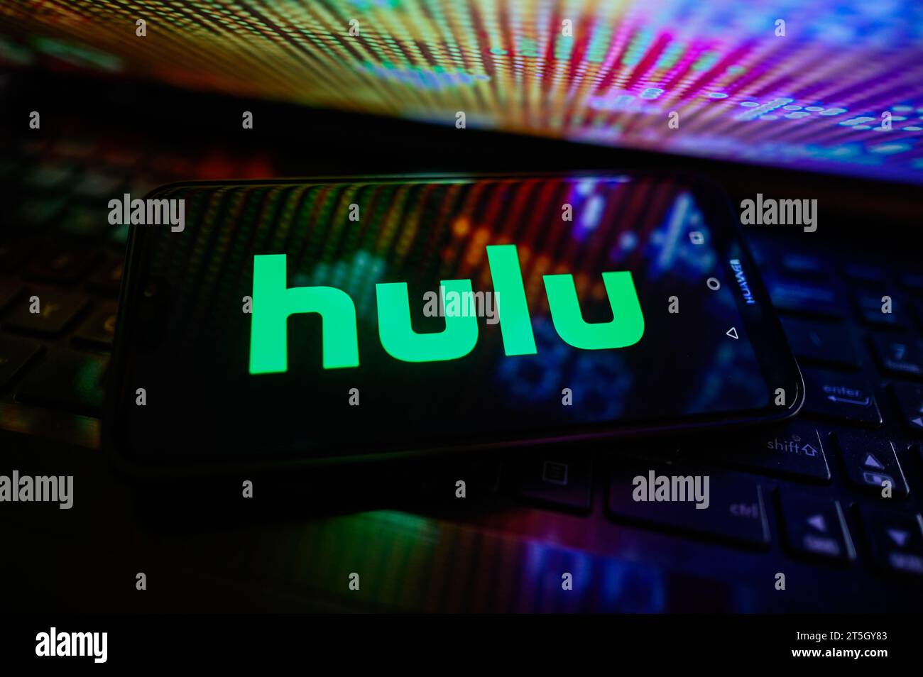 In this photo illustration a Hulu logo is displayed on a smartphone ...