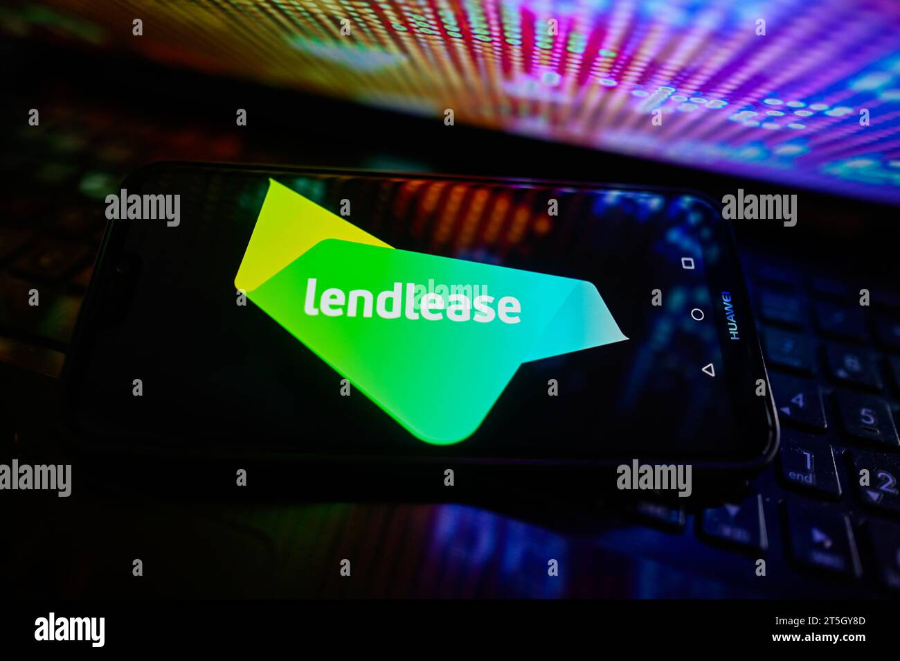 In this photo illustration a Lendlease logo is displayed on a ...