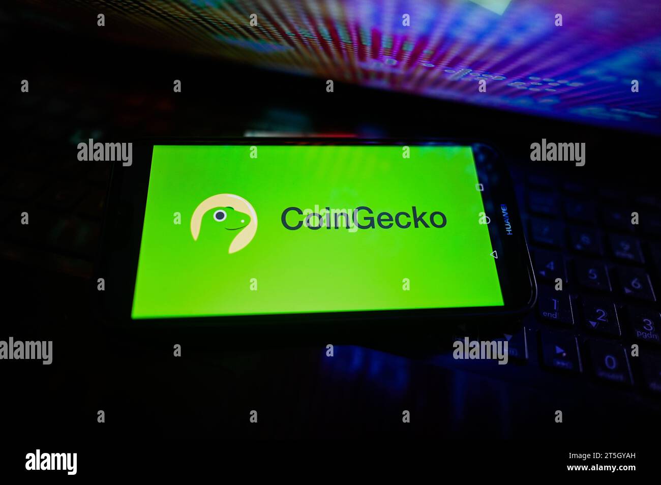 In this photo illustration a CoinGecko logo is displayed on a ...
