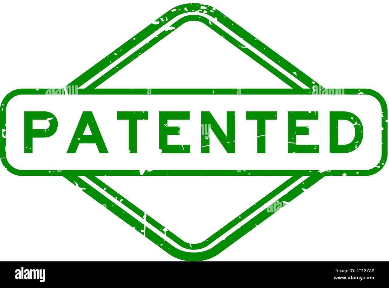 Grunge green patented word rubber seal stamp on white background Stock ...