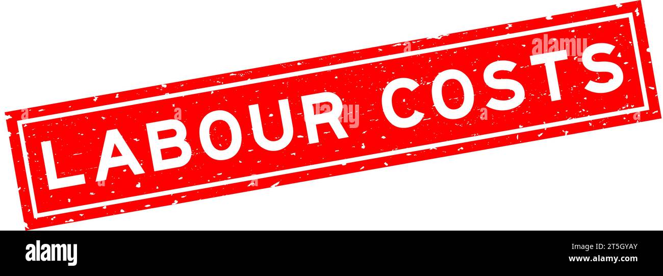 Grunge red labour costs word square rubber seal stamp on white ...