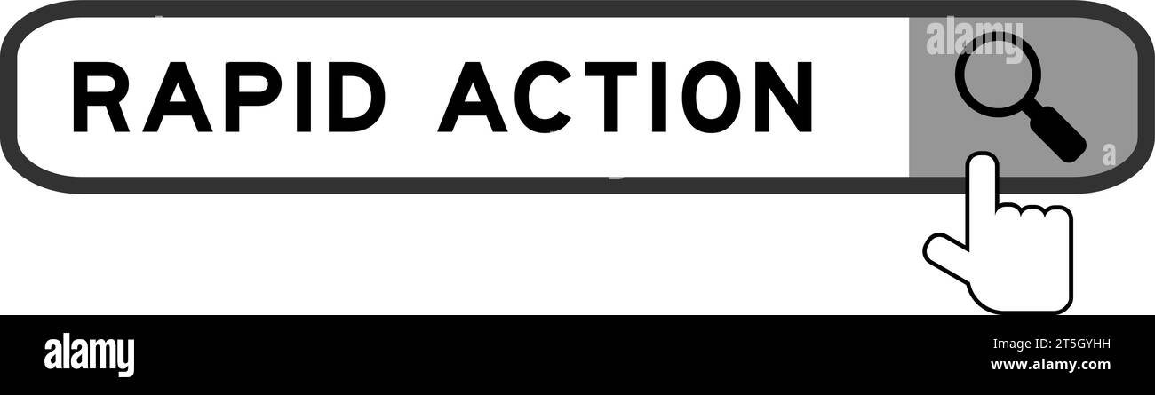 Search banner in word rapid action with hand over magnifier icon on ...