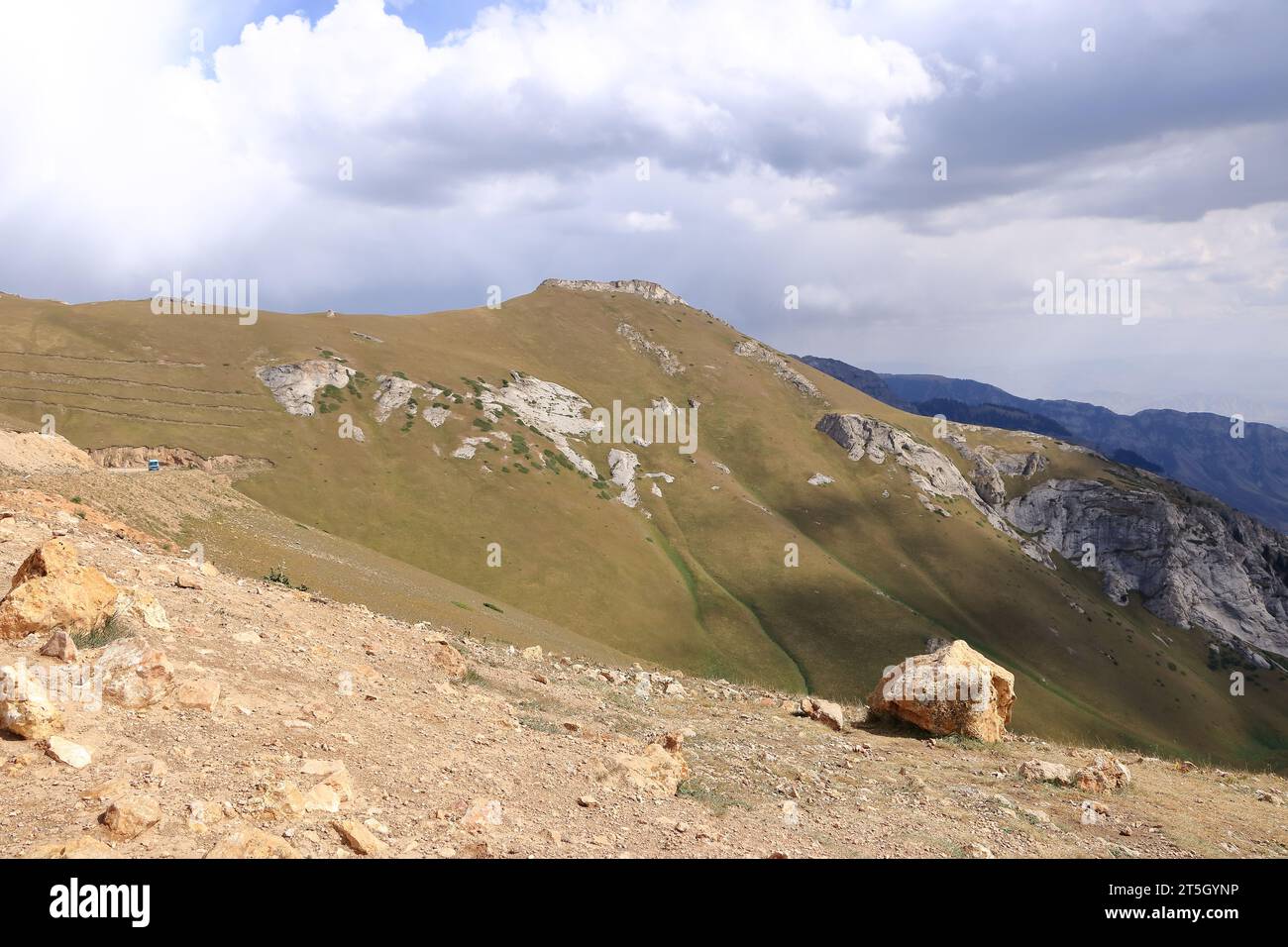 the Moldo-Ashuu pass, district of Songkol Region in western Kyrgyzstan ...