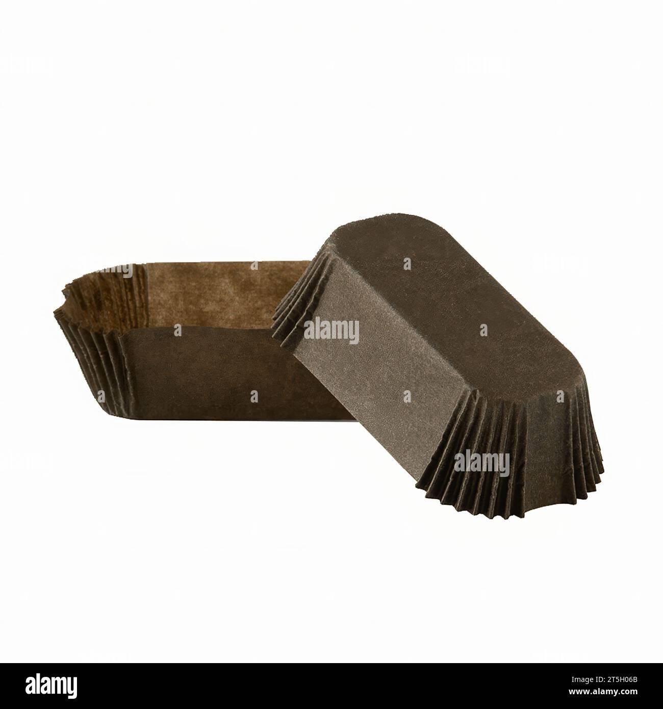 Brown paper baking form for eclairs and cakes isolated over white ...