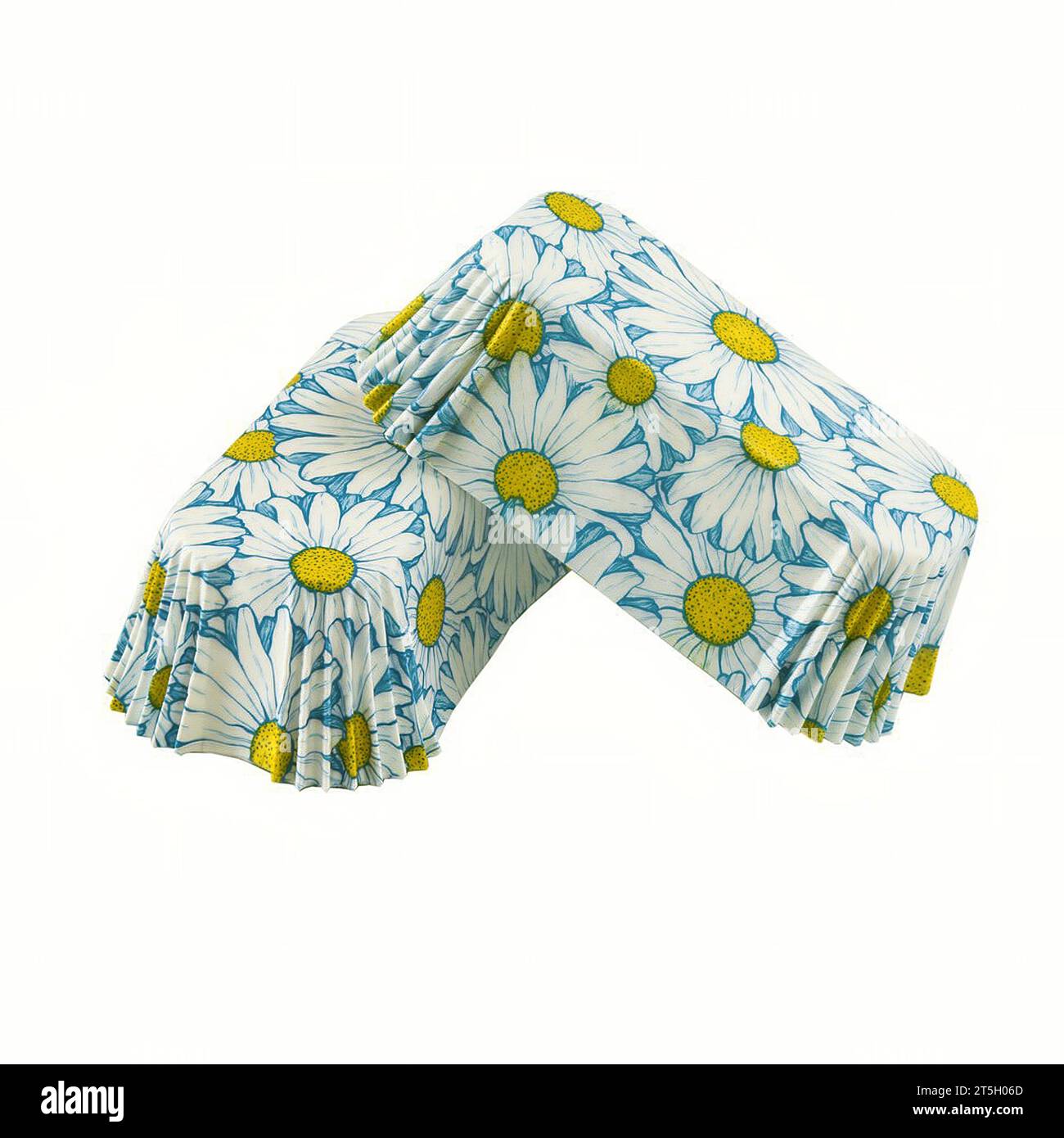 White paper baking forms for cakes with daises pattern isolated over ...