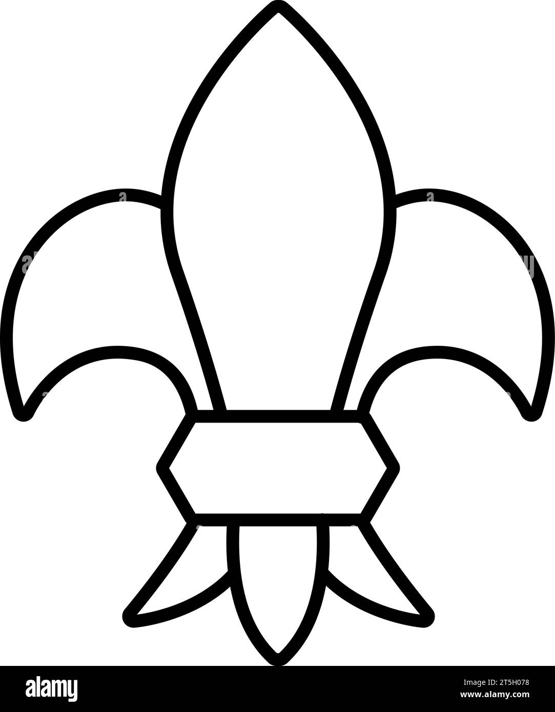 Royal lily line icon. Fleur de lis vector black and white illustration ...