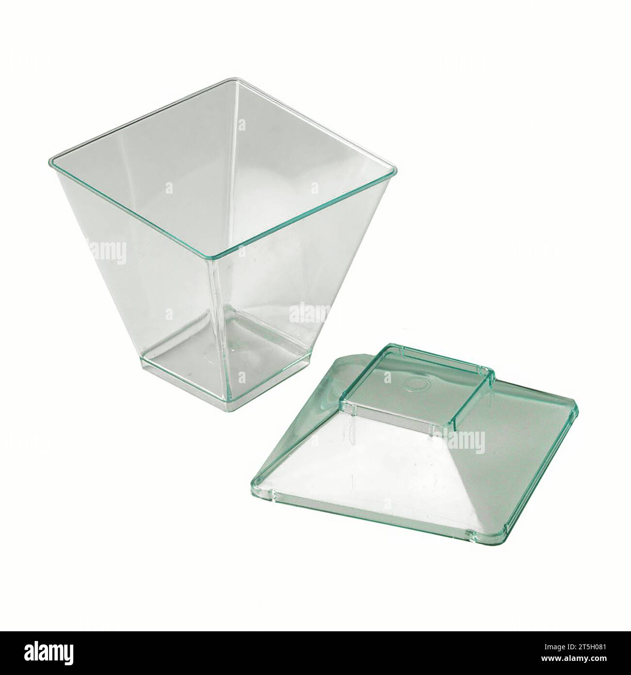 Plastic square cup or glass isolated over white background, a glass for ...