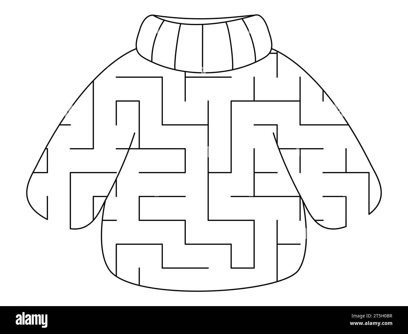 Christmas black and white maze for kids in shape of sweater. Winter ...