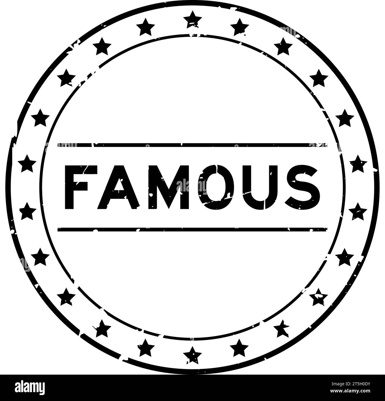 Grunge black famous word round rubber seal stamp on white background ...