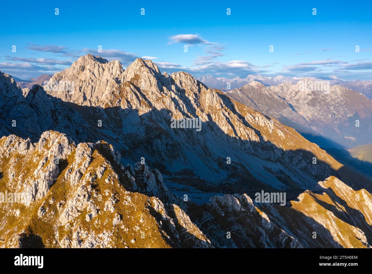 Aerial view of the Corna di San Fermo and Cima Moren, part of Pizzo ...