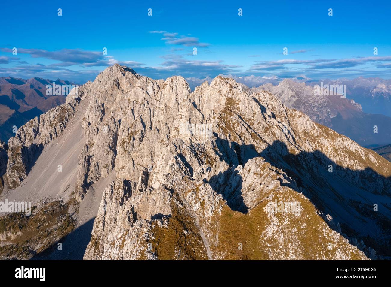 Aerial view of the Corna di San Fermo and Cima Moren, part of Pizzo ...