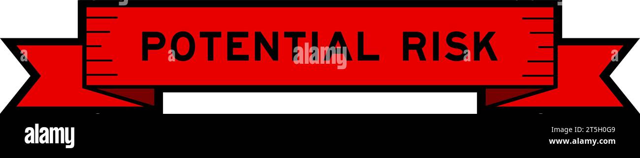 Ribbon label banner with word potential risk in red color on white ...