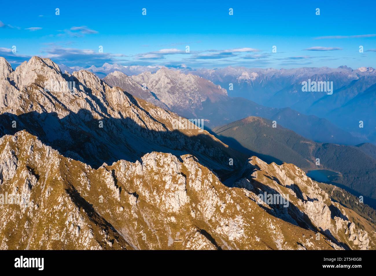 Aerial view of the Corna di San Fermo and Cima Moren, part of Pizzo ...