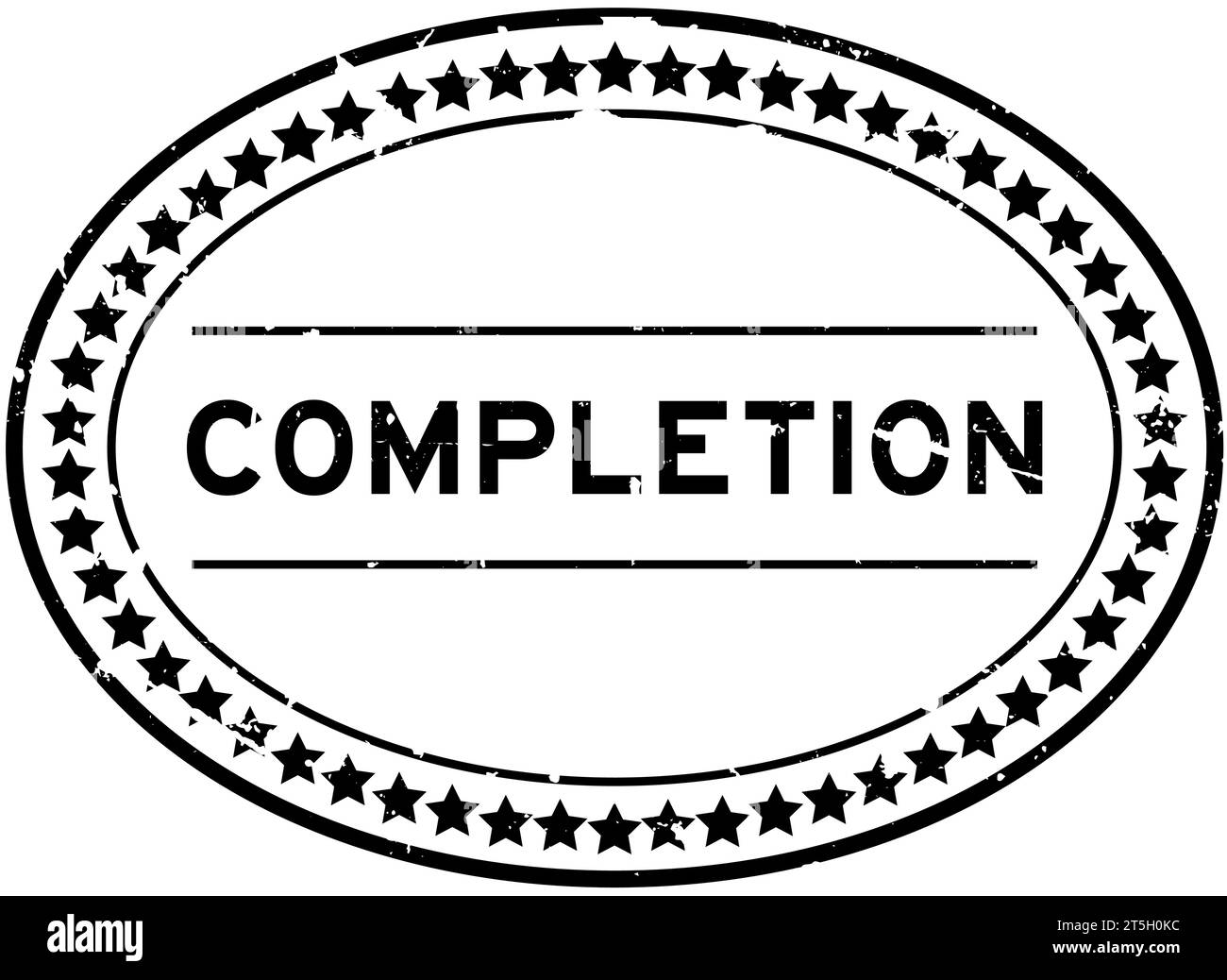 Grunge black completion word oval rubber seal stamp on white background ...