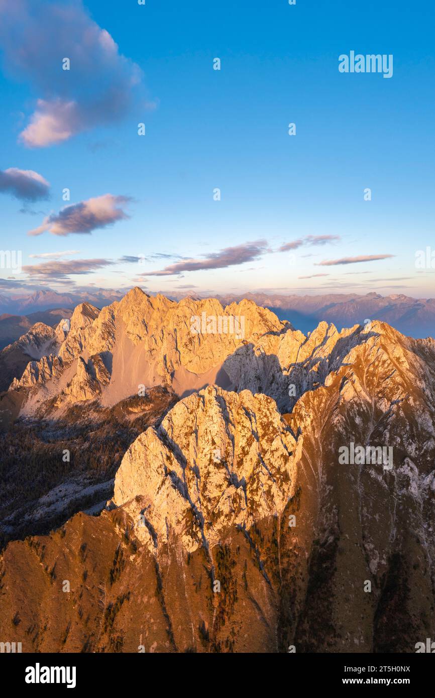 Aerial view of the Corna di San Fermo and Cima Moren, part of Pizzo ...