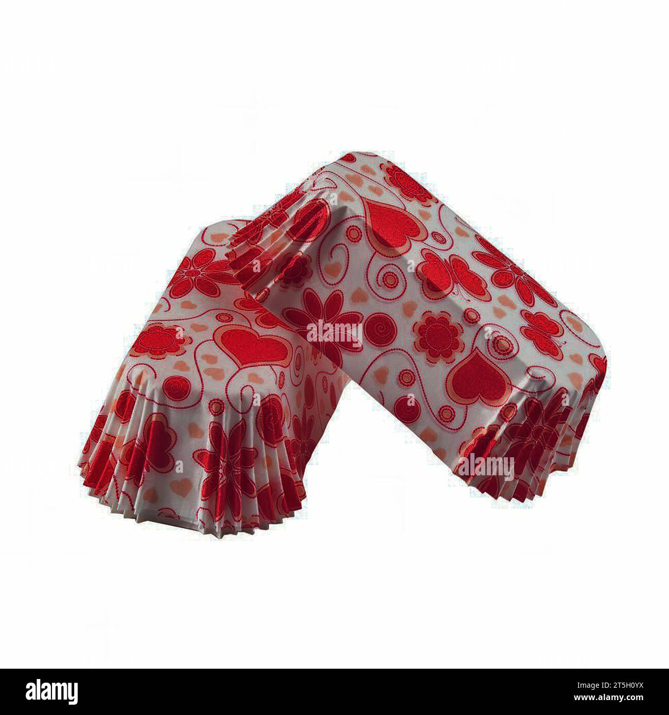 White paper baking forms for cakes with lovely hearts pattern isolated ...