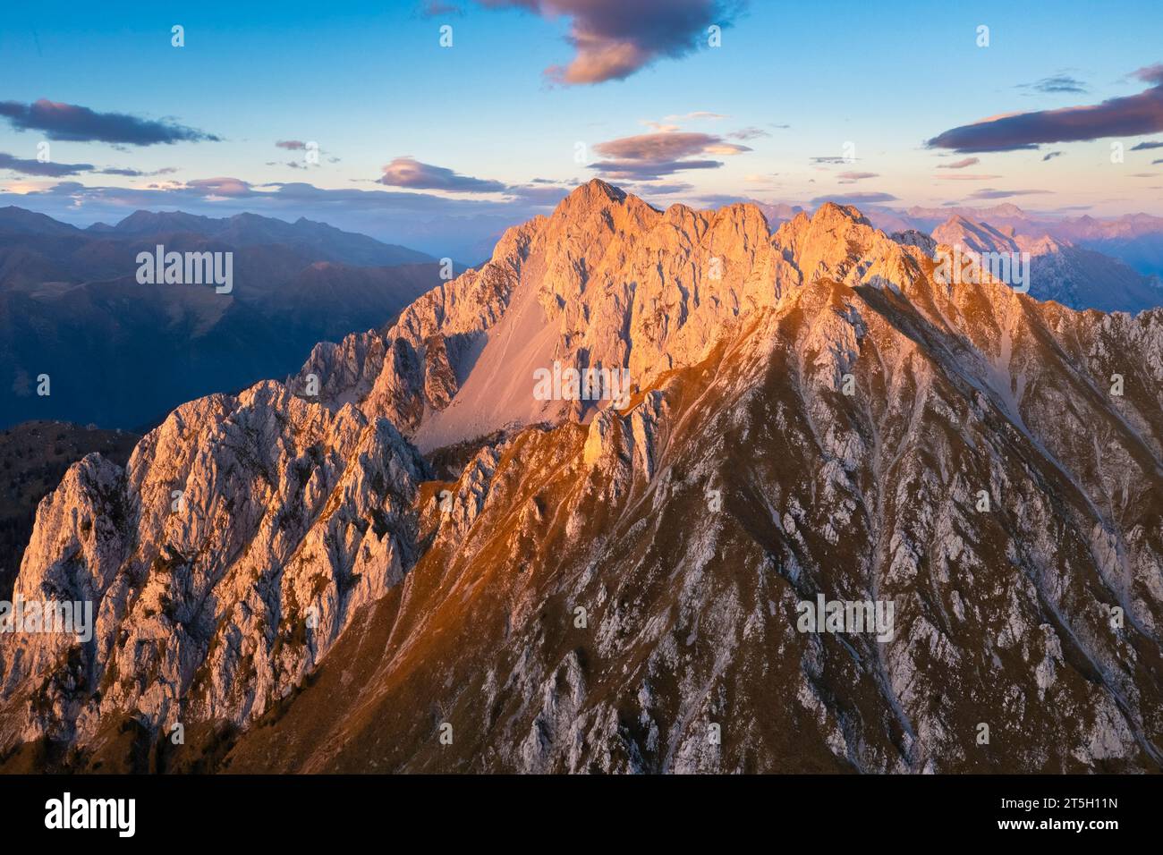 Aerial view of the Corna di San Fermo and Cima Moren, part of Pizzo ...