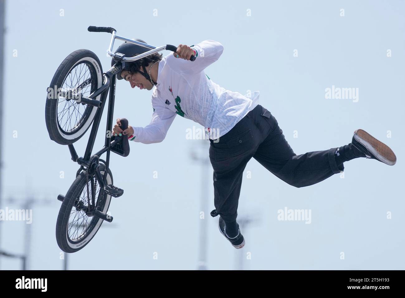 Mexico's Kevin Peraza competes in men's BMX freestyle at the Pan ...