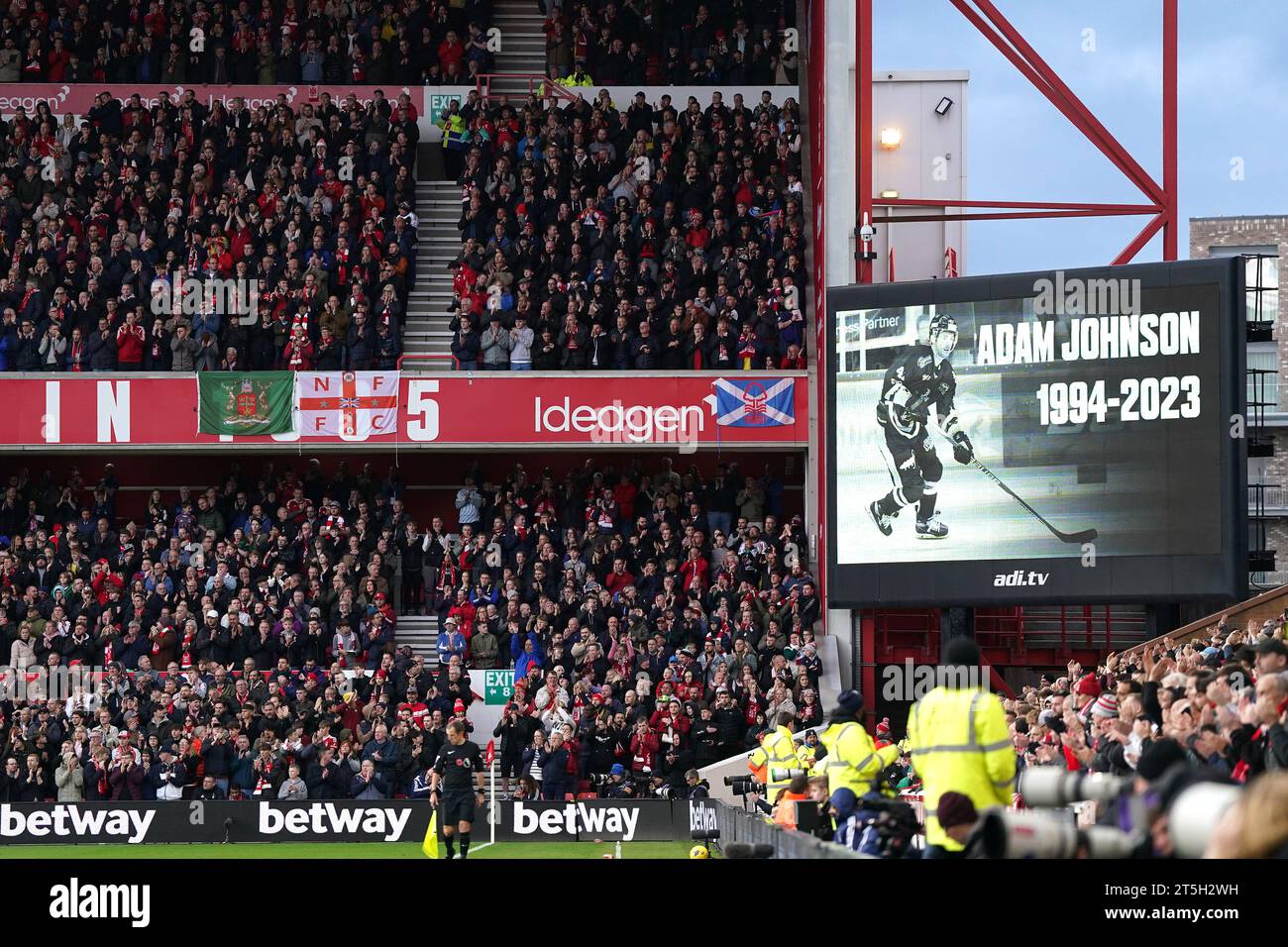 A tribute is made for Nottingham Panthers' hockey player Adam Johnson ...