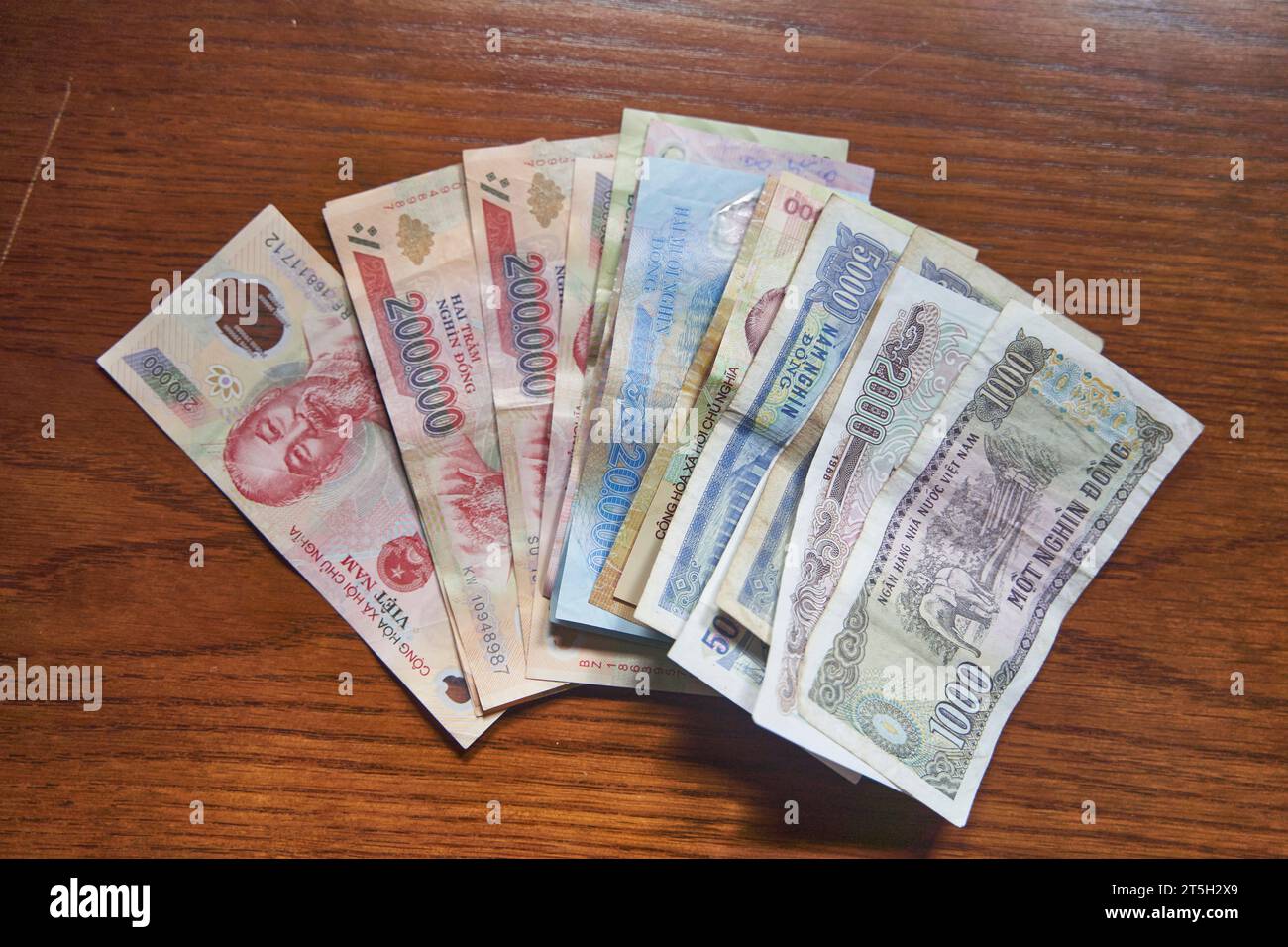 Vietnamese dong banknotes close-up. Money background. Vietnamese ...