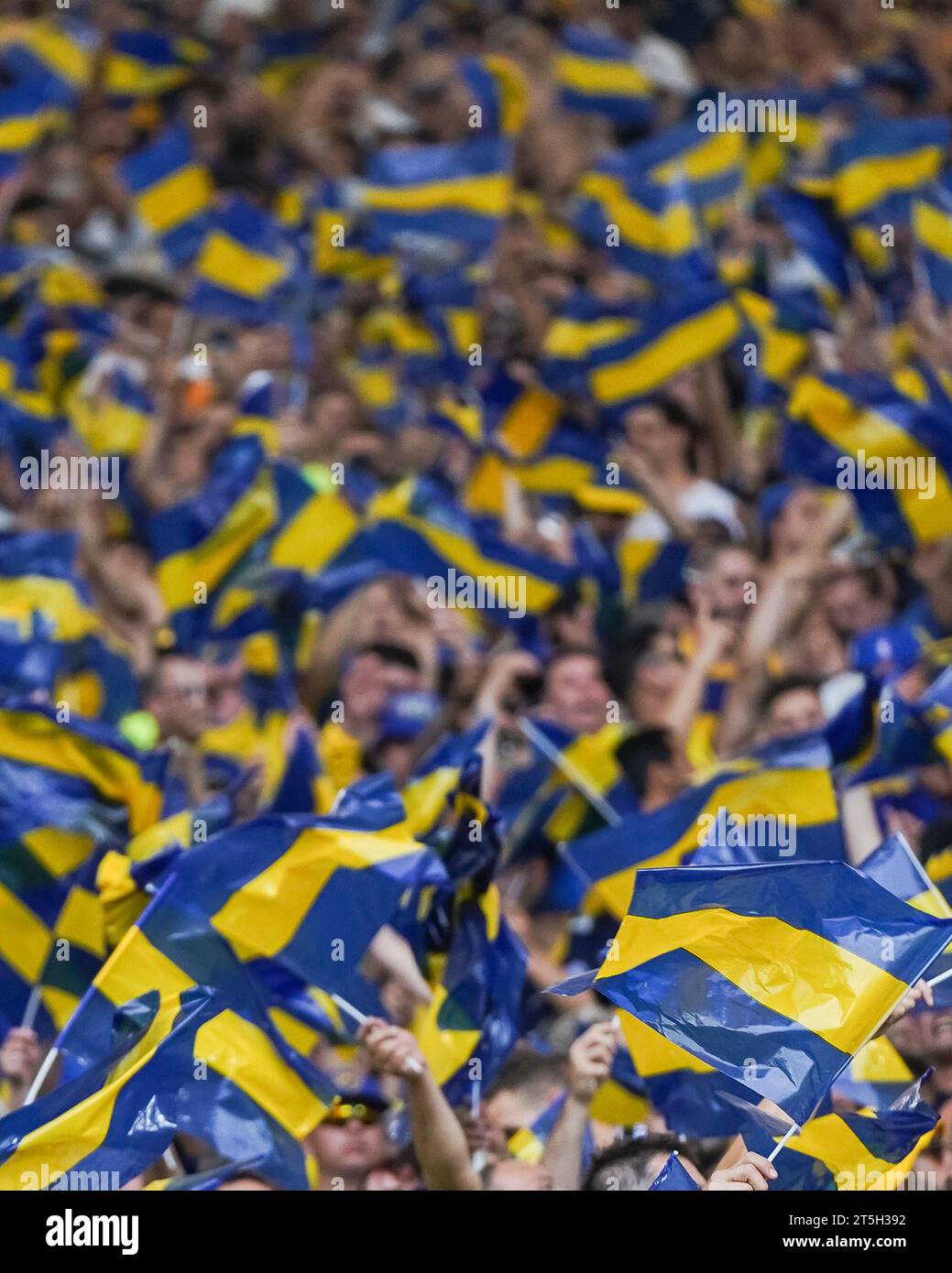 Rio De Janeiro, Brazil. 20th Oct, 2023. Boca Juniors fans with flags ...