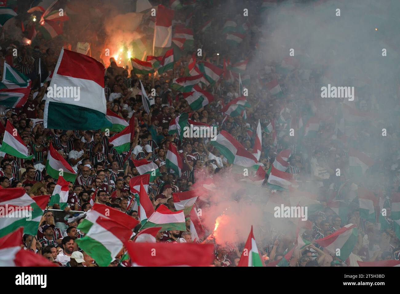 Rio De Janeiro, Brazil. 20th Oct, 2023. Fluminense fans with flags ...