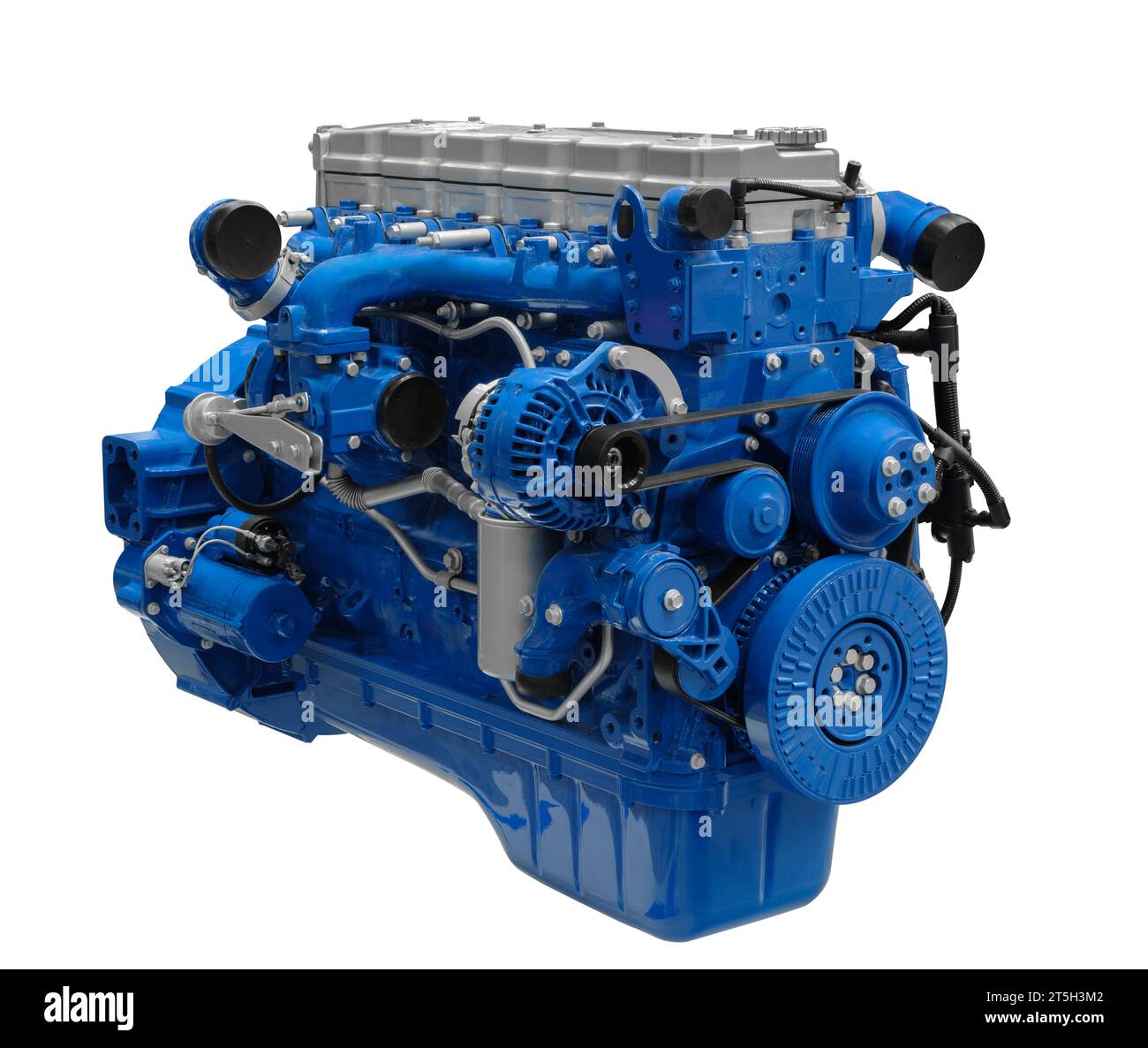 Modern heavy duty truck diesel engine isolated on white background ...