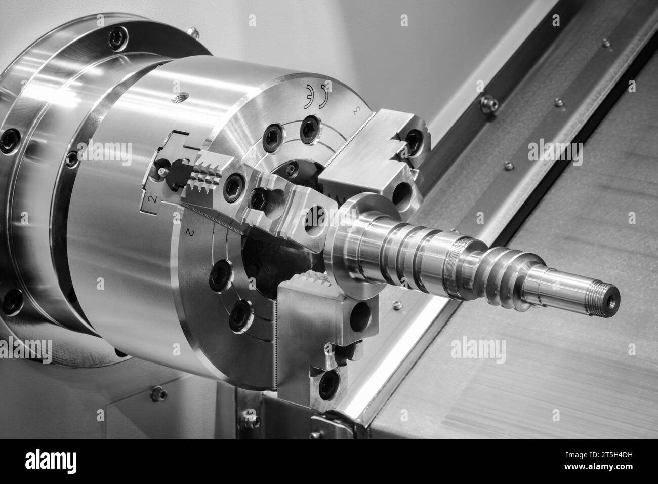 Manufacturing CNC professional lathe machine, Industrial concept Stock ...