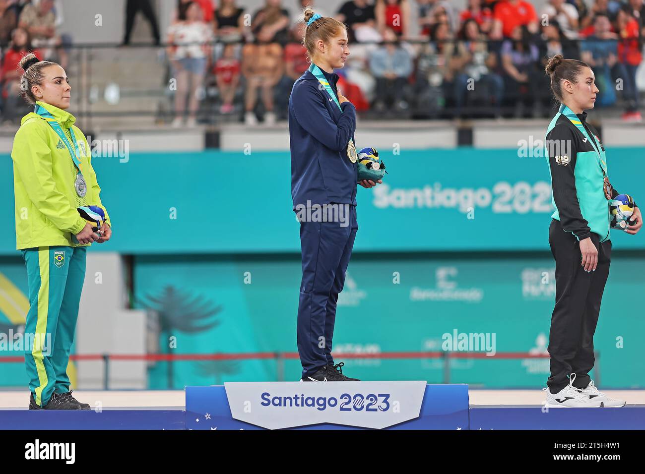 Santiago, Chile. 04th Nov, 2023. Gold medallist Jessica Stevens of the ...