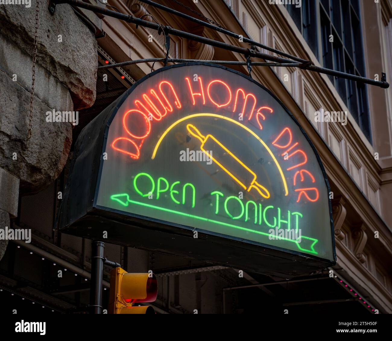 Philadelphia, PA – US – Oct 15, 2023 Neon sign for Down Home Diner at ...