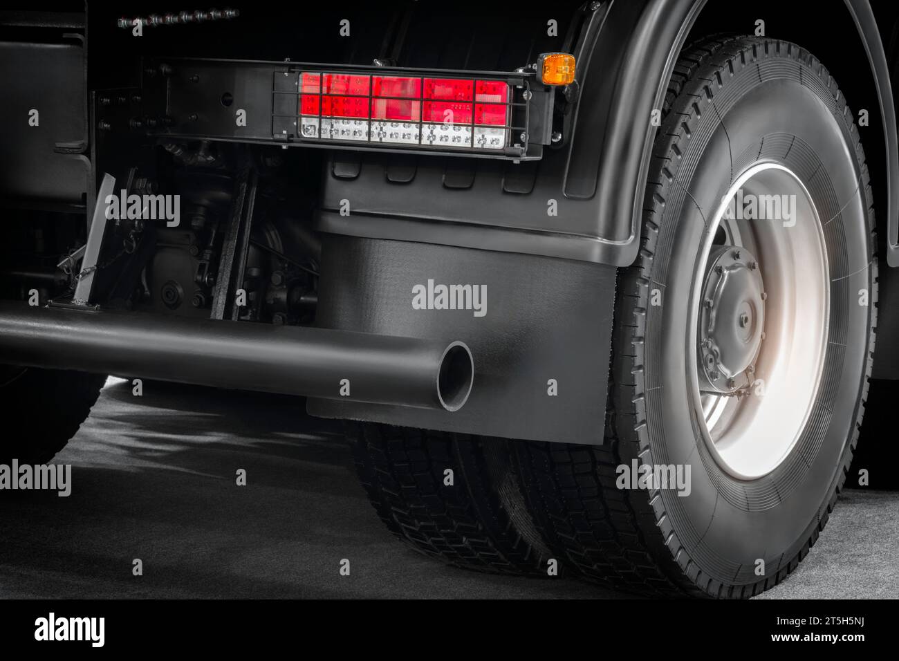 New dump truck tractor rear view Stock Photo - Alamy