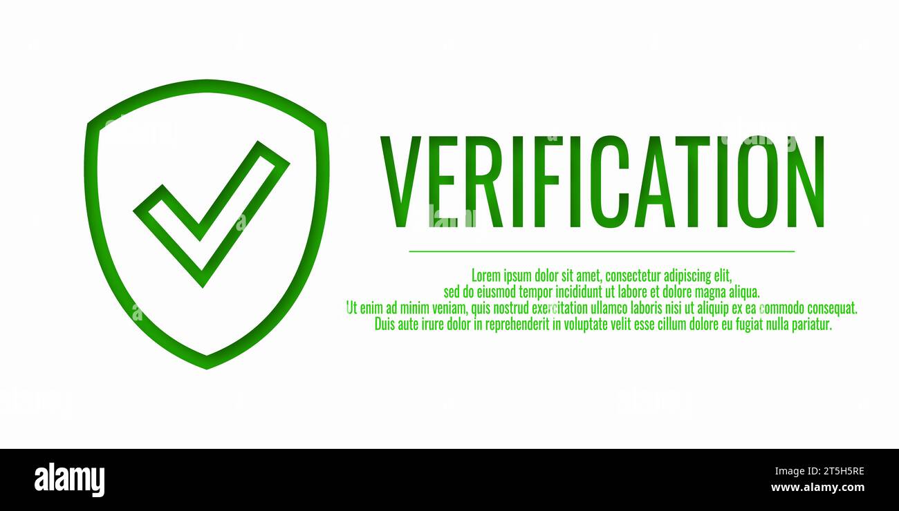 Verification banner with check shield. Security concept. Protection ...