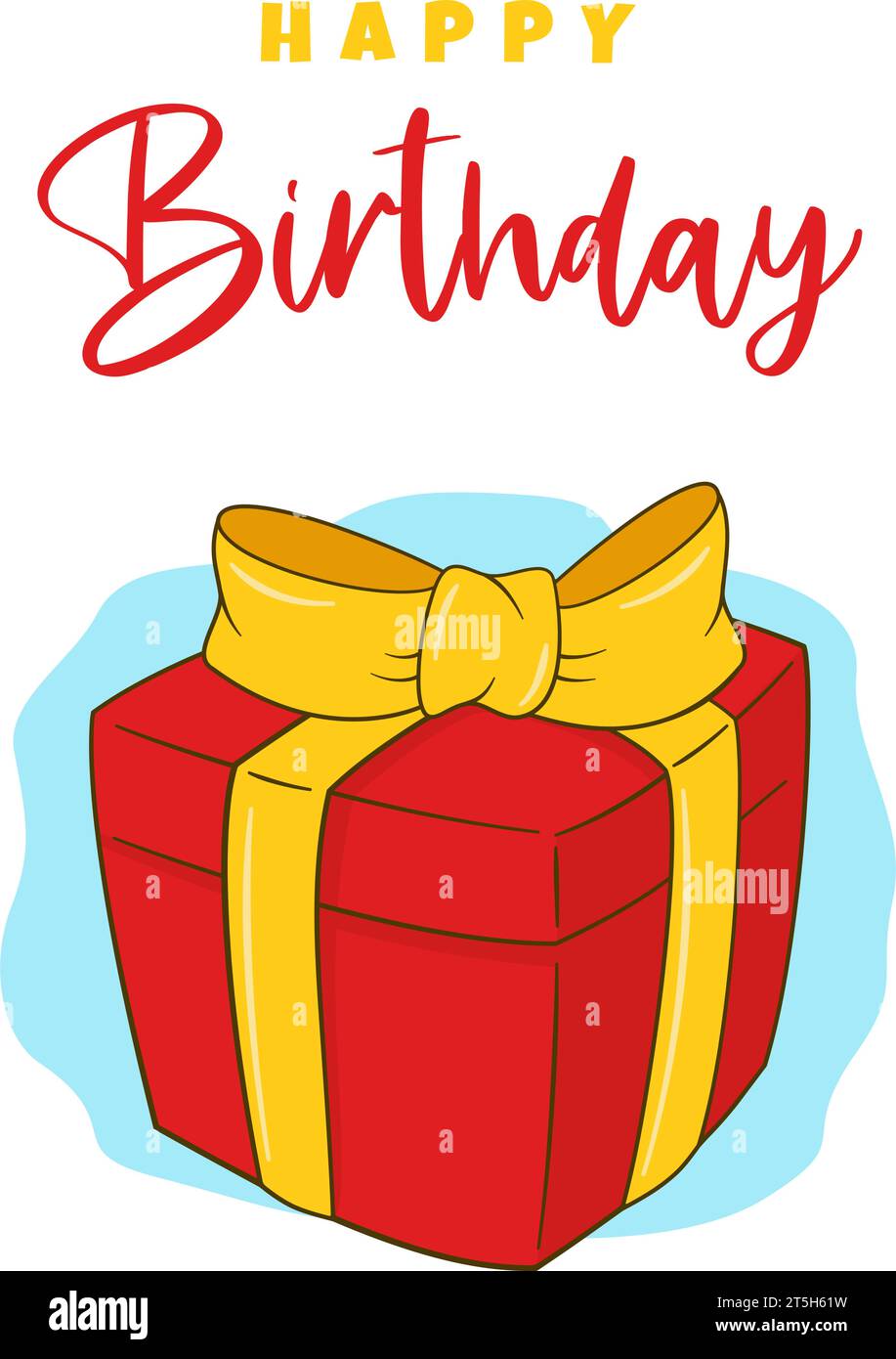 Birthday card. Happy Birthday lettering and red gift box Stock Vector ...