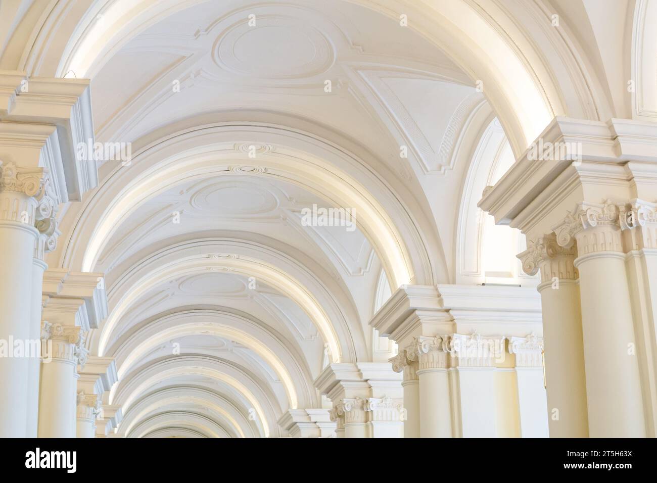 background: baroque interior, vaulted ceiling of a classical enfilade ...