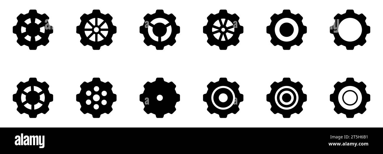 Gears icon set. Setting gears icon. Collection of mechanical cogwheels ...