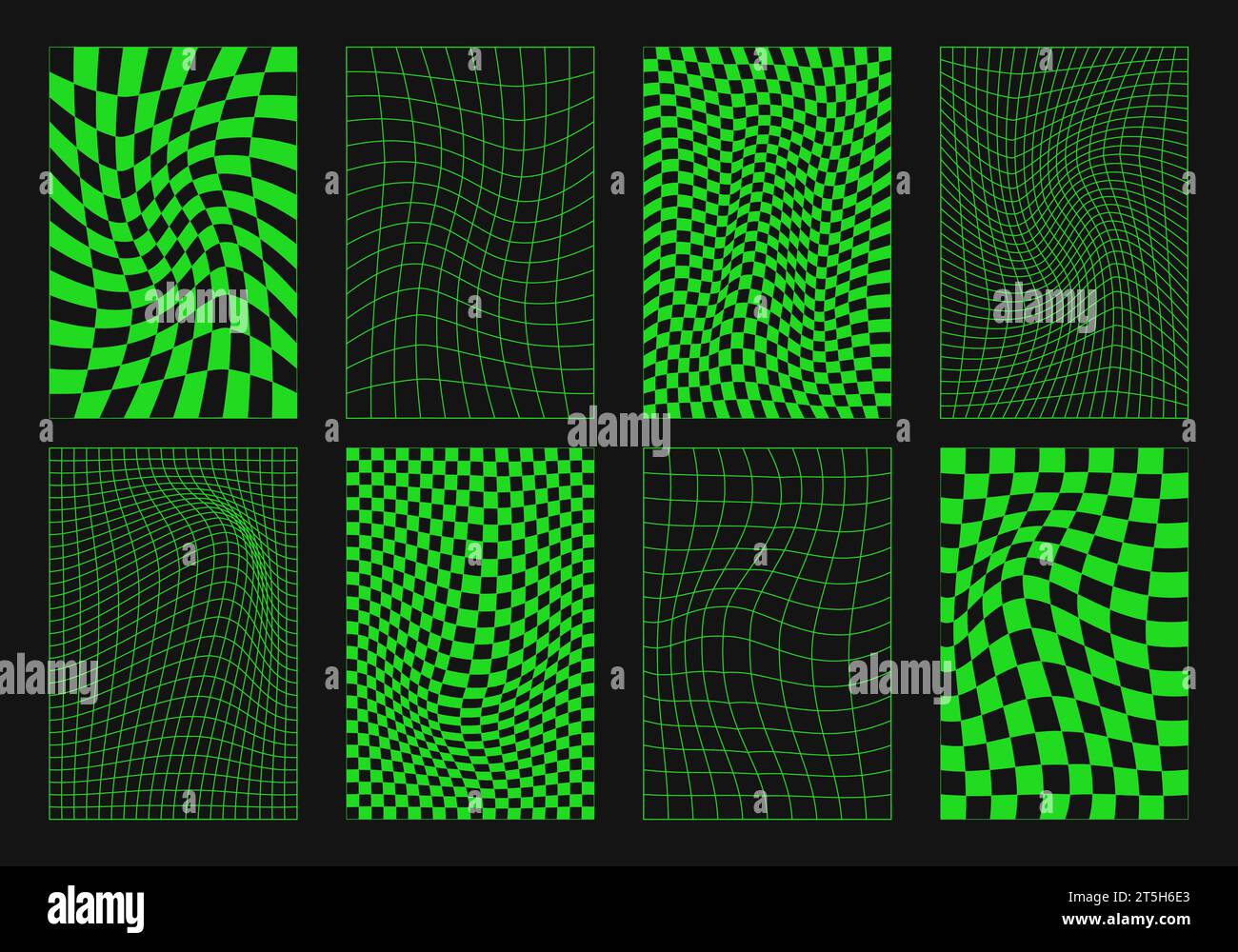 Abstract wireframes, cyberpunk elements and perspective green grids and ...