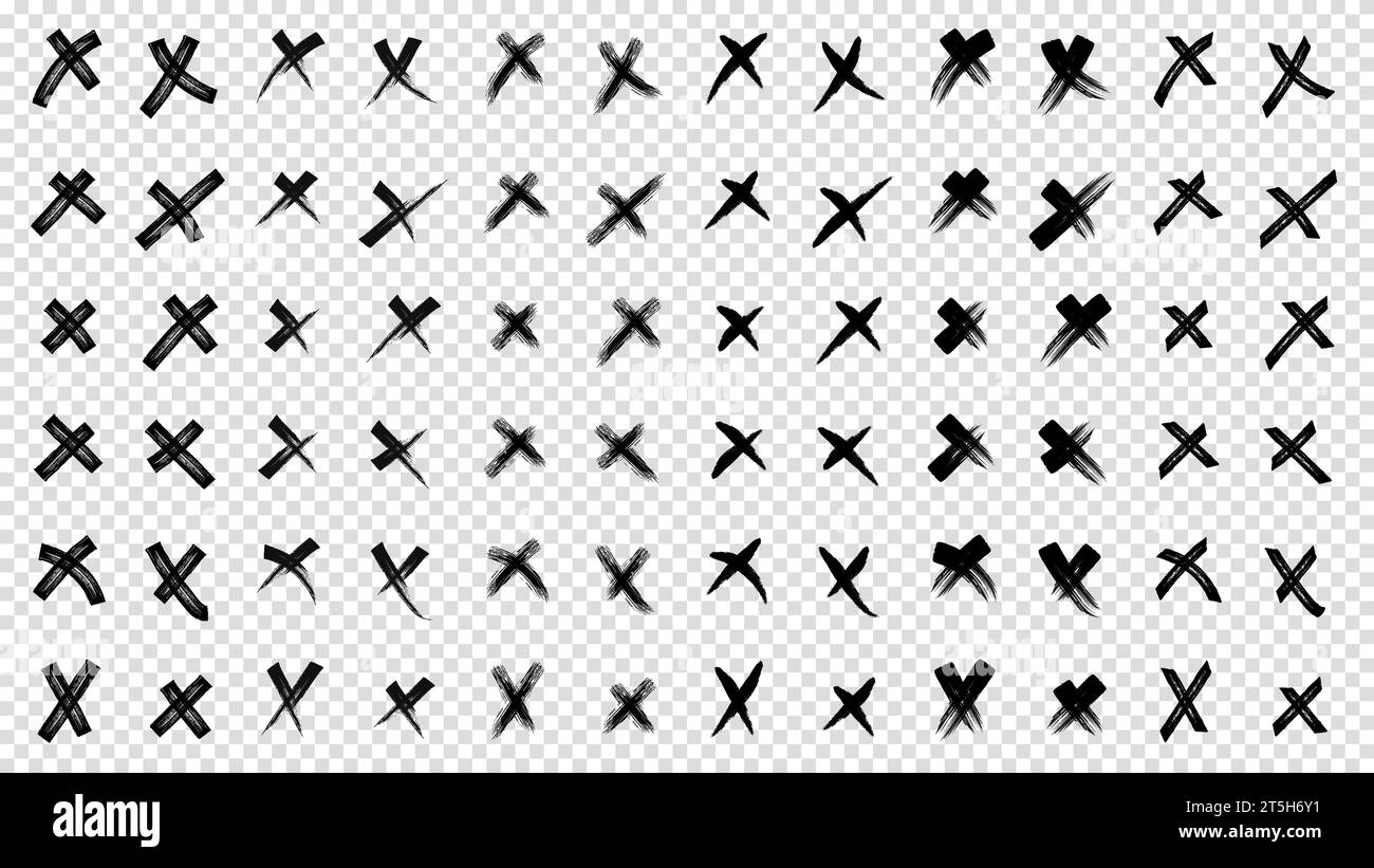 X black mark vector set collection. Cross sign icon from hand brush ...