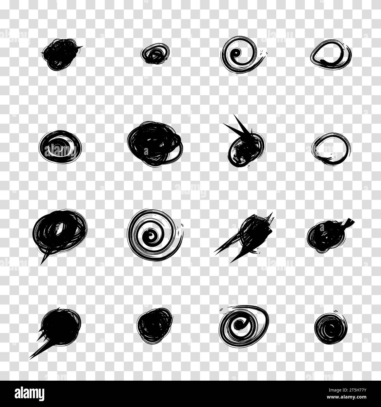 Set of hand drawn doodle circles in a grunge style. Vector illustration ...
