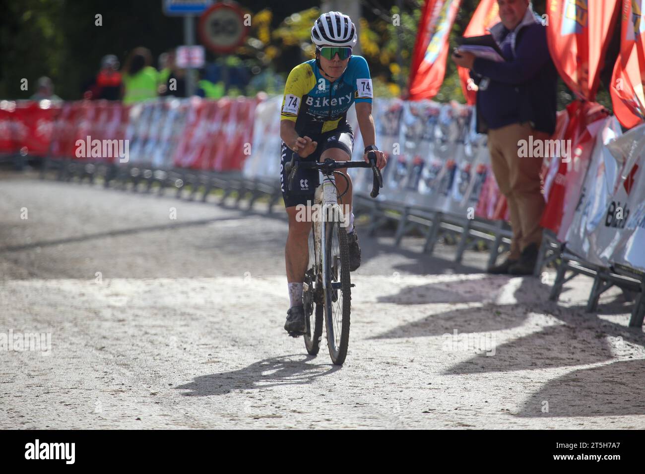 Ambasaguas, Spain, November 5th, 2023: Bikery-Depnros CX Team cyclist ...
