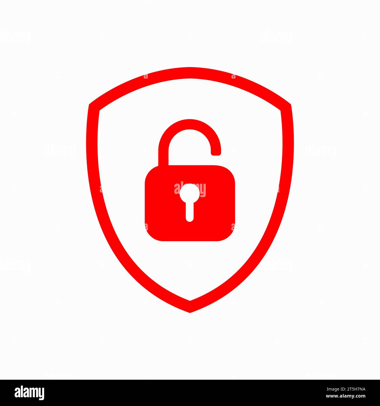 Lock or unlock padlock symbol with shield. Sign unlock on a white ...